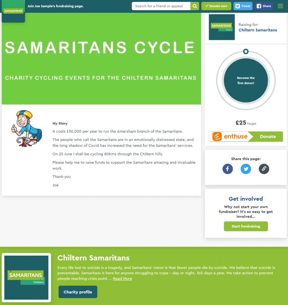 Setting up a personal Fundraising page ⋆ Chiltern Samaritans
